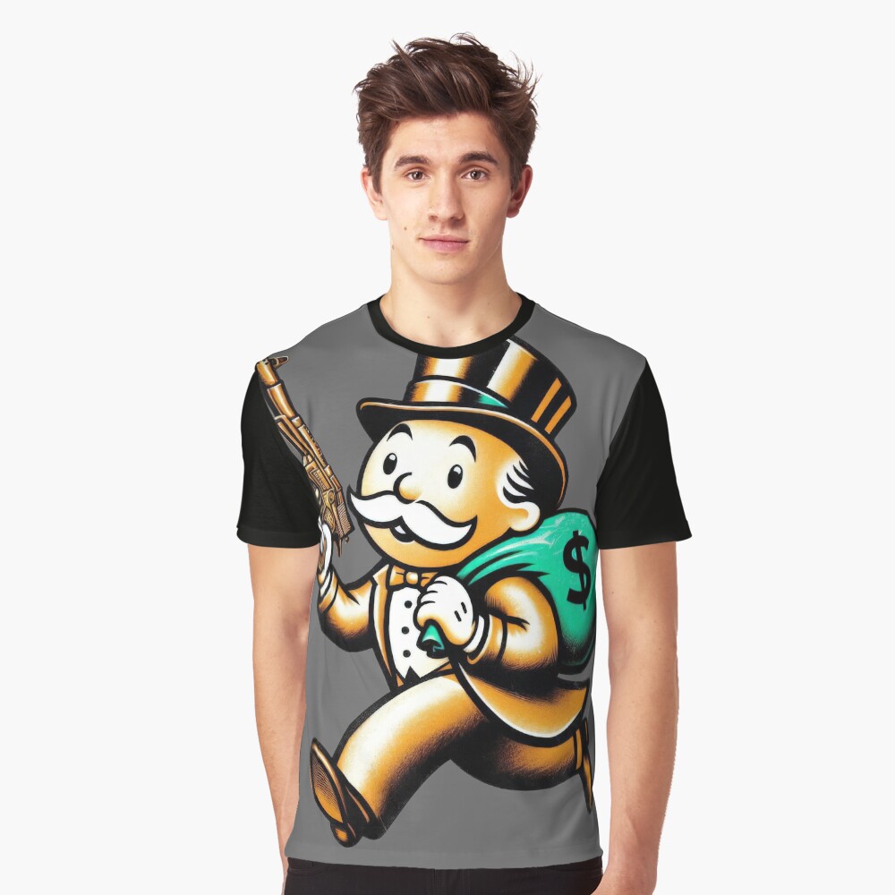 "Mr Monopoly as a bandit with gun and bag of Dollars" Sticker by ...