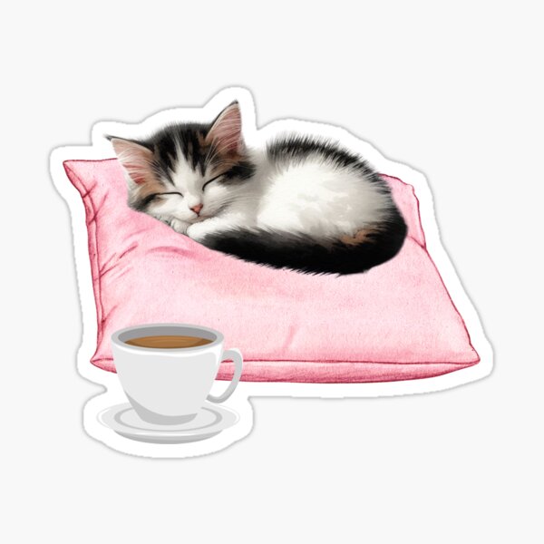 " Cute Cat and Coffee" Sticker for Sale by CreativeCanvas8 | Redbubble