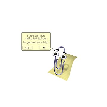 "Clippy ‘Bad Decisions’" Sticker for Sale by ellen-sellin | Redbubble