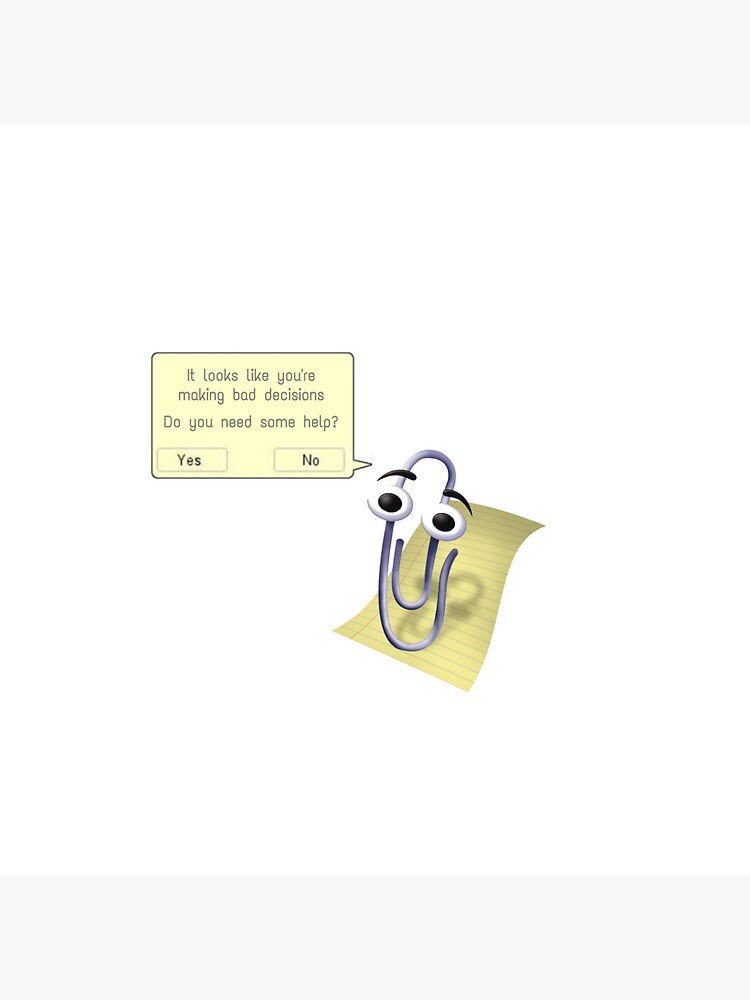 "Clippy ‘Bad Decisions’" Sticker for Sale by ellen-sellin | Redbubble