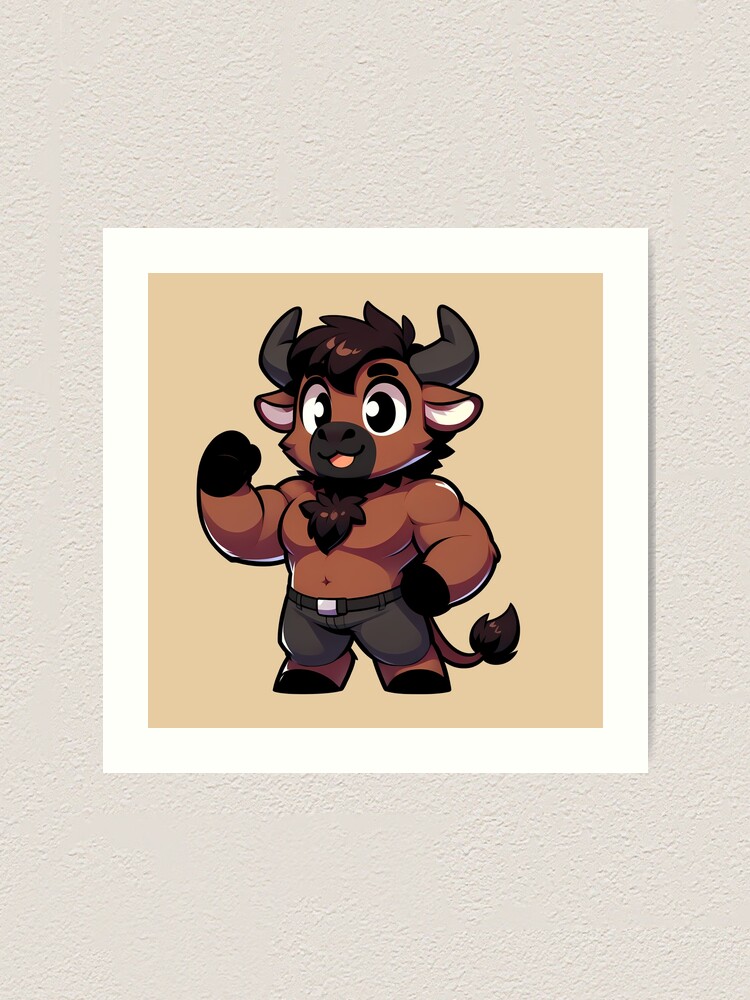 "Cute Chibi Bull Anthro Furry Art Minotaur" Art Print for Sale by ...