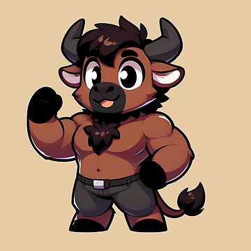 "Cute Chibi Bull Anthro Furry Art Minotaur" Sticker for Sale by ...