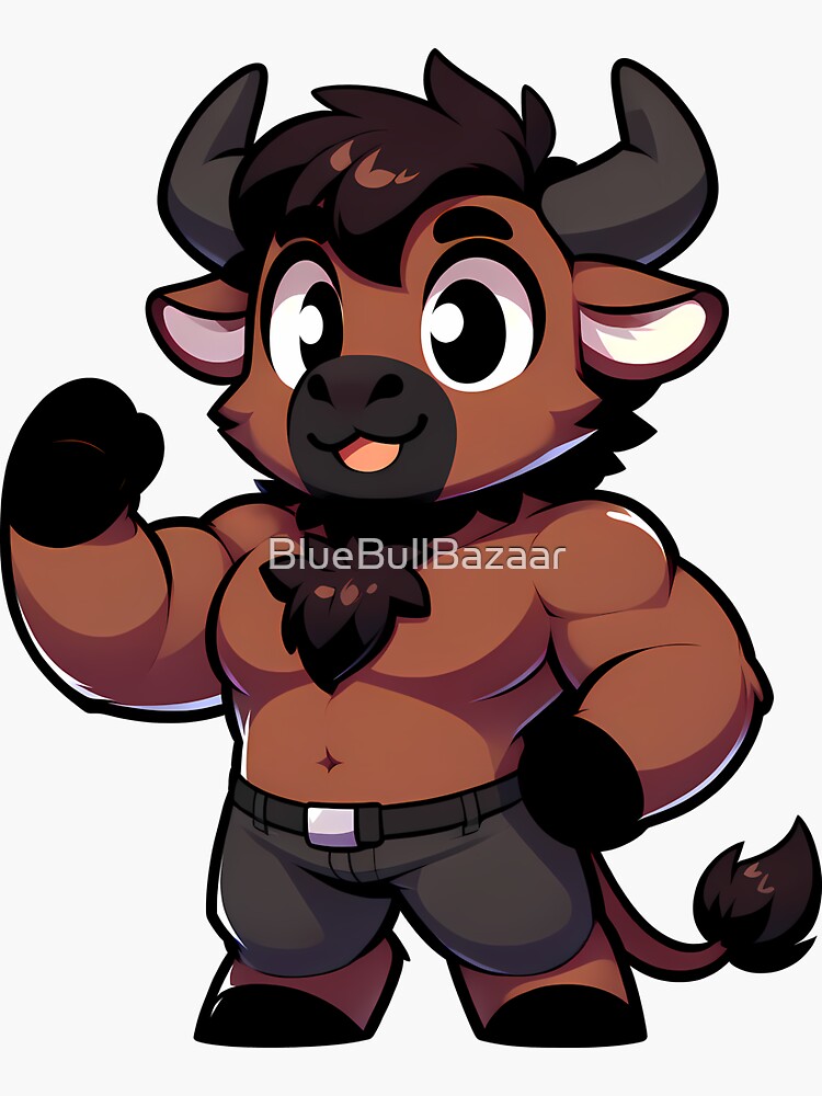"Cute Chibi Bull Anthro Furry Art Minotaur" Sticker for Sale by ...