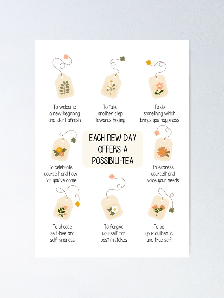 "Mental Health Poster Daily Affirmations Therapy Office Decor Wellbeing ...