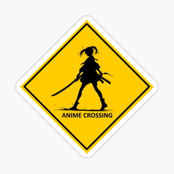 "Anime Girl Crossing Crosswalk Sign Version 1" Sticker for Sale by ...
