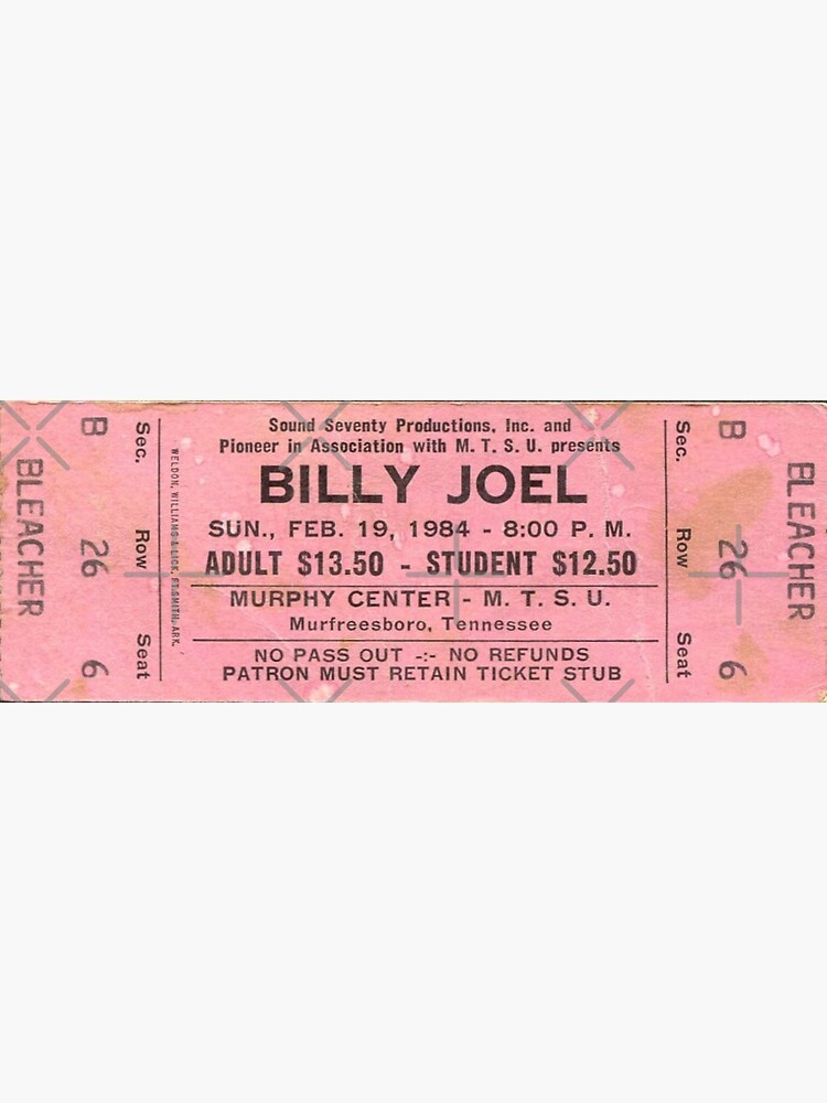 "Billy Joel concert ticket" Sticker for Sale by Karlee Mathena | Redbubble