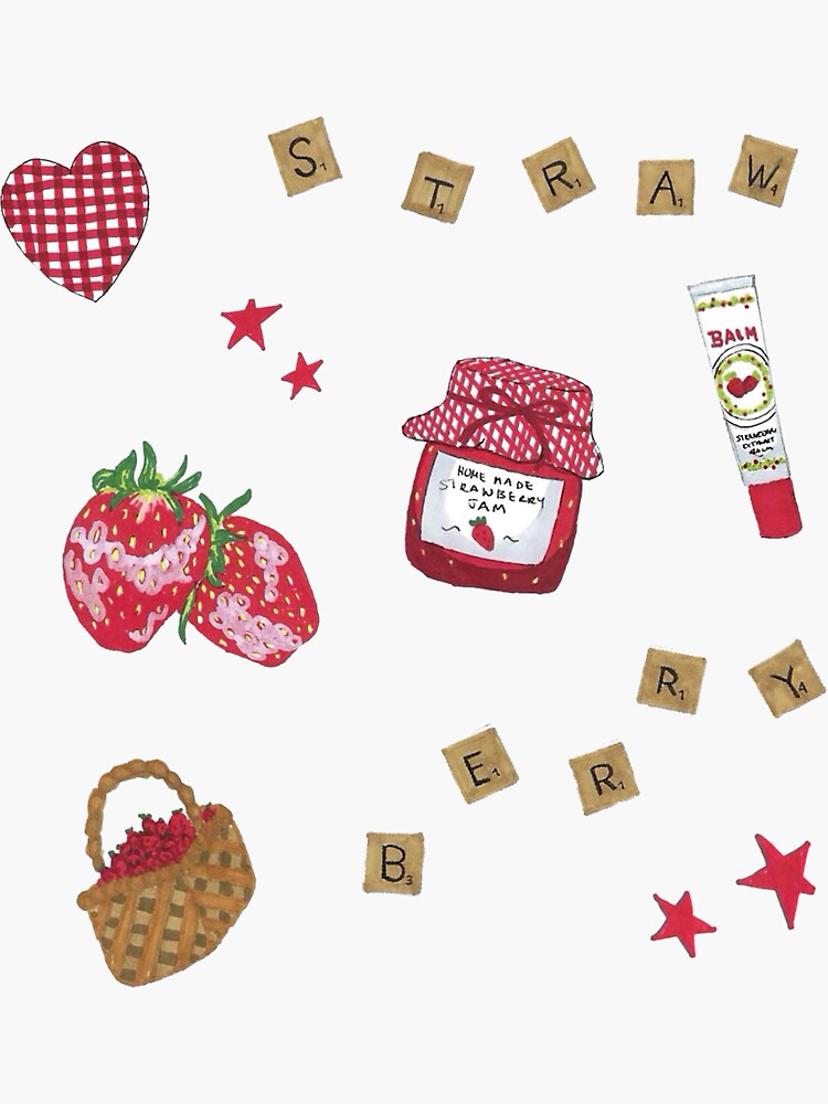 "Hand Drawn Strawberry Themed Pack" Sticker for Sale by danie dee ...