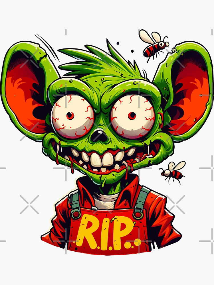 "Zombie Mouse Rat Fink Rip" Sticker for Sale by Designowner | Redbubble