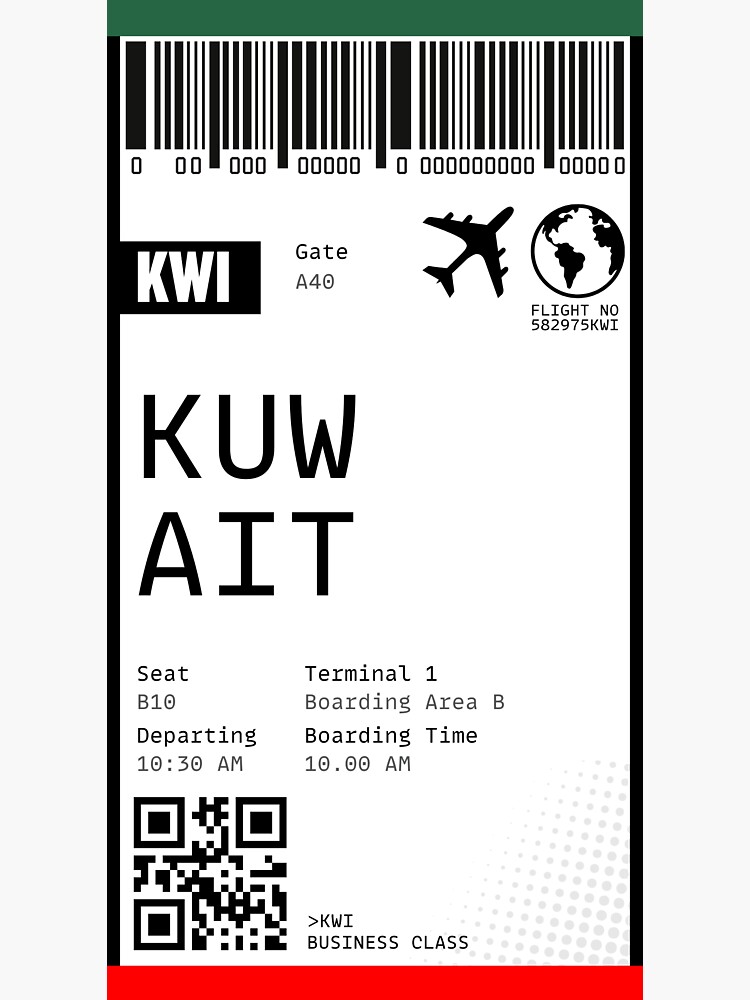 "Kuwait Boarding Pass" Sticker for Sale by PatchMerch | Redbubble