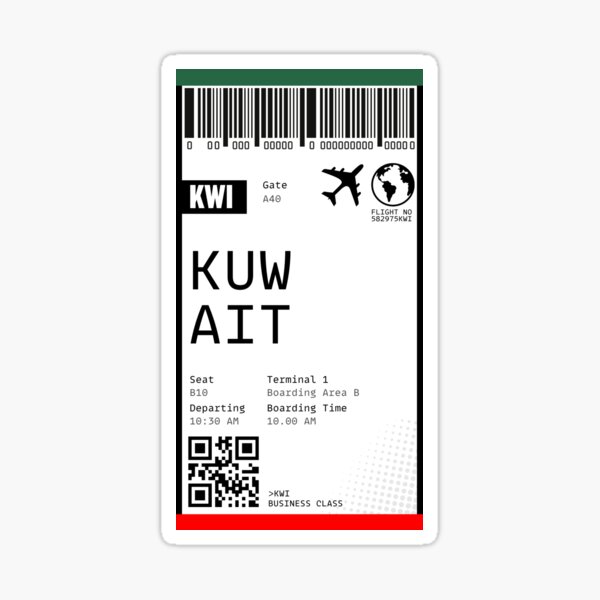 "Kuwait Boarding Pass" Sticker for Sale by PatchMerch | Redbubble
