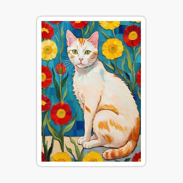 "Cream kitty with flowers" Sticker for Sale by Maysart100 | Redbubble