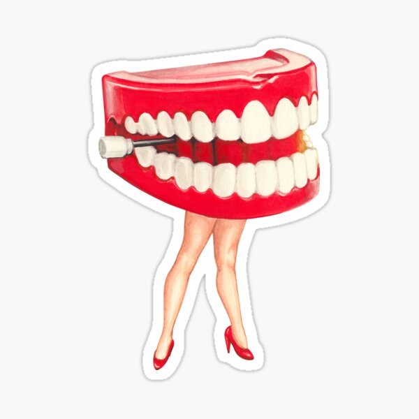 "Chatter Teeth Pin-Up" Sticker for Sale by Kelly Gilleran | Redbubble