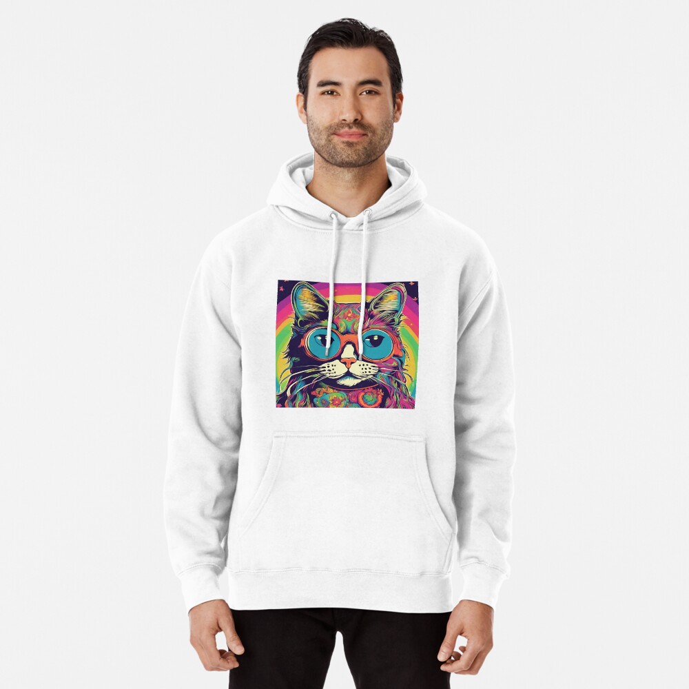 "Psychedelic cat" Sticker for Sale by adambobbymerch | Redbubble