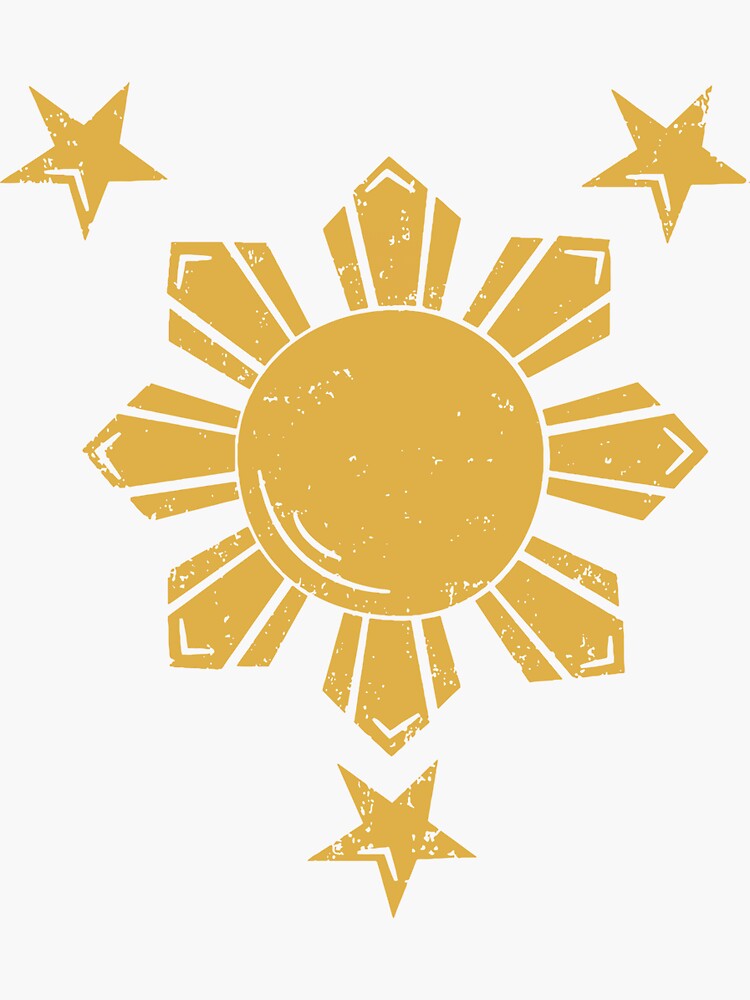 "Philippines Flag Red Blue Sun Filipino Culture Gold Graphic" Sticker ...