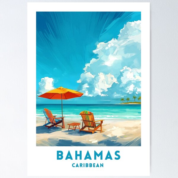 "Bahamas Caribbean Travel Poster - Tropical Islands Wall Art" Poster ...