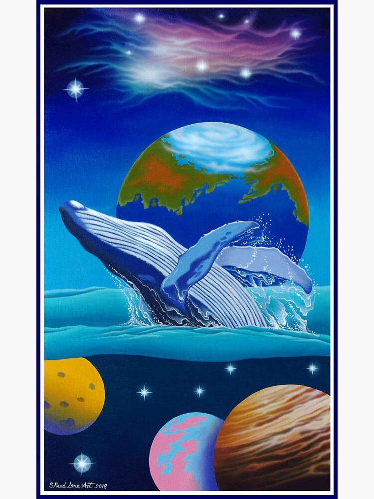 "Cosmic Breaching Whale, 2" Sticker for Sale by speedlineart | Redbubble