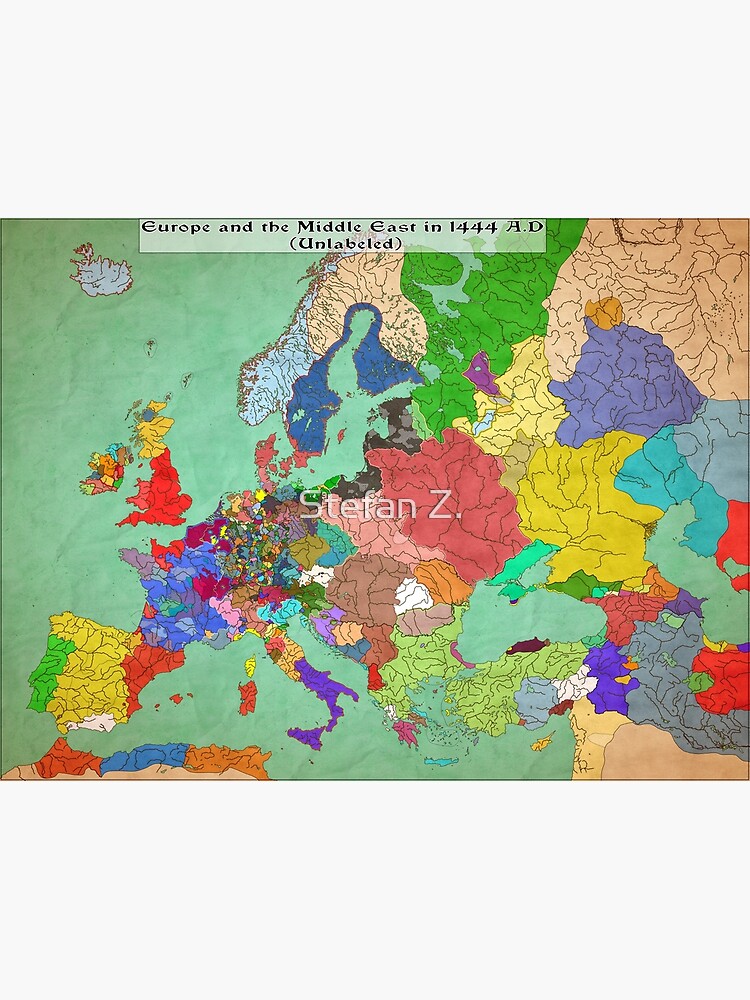 "Map of Europe and the Middle East in 1444 (Unlabeled/Political ...