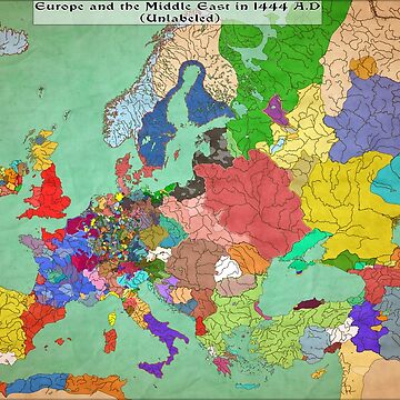 "Map of Europe and the Middle East in 1444 (Unlabeled/Political ...