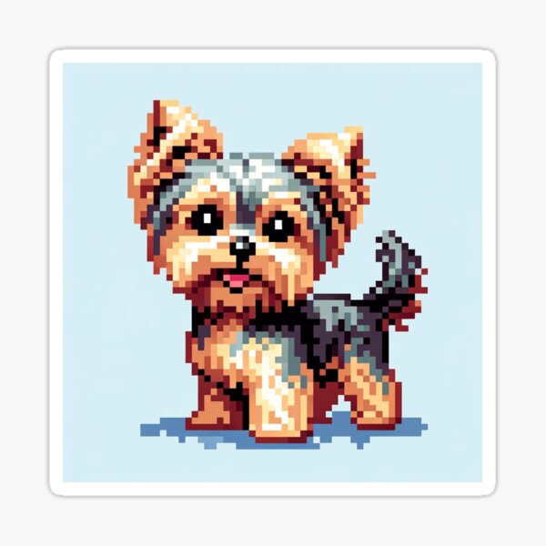 "A Yorkie's Charm in Pixels" Sticker for Sale by PixelPictionary ...