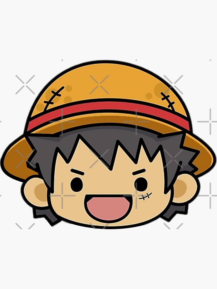 "Luffy chibi One Piece (post time-skip outfit) Head" Sticker for Sale ...