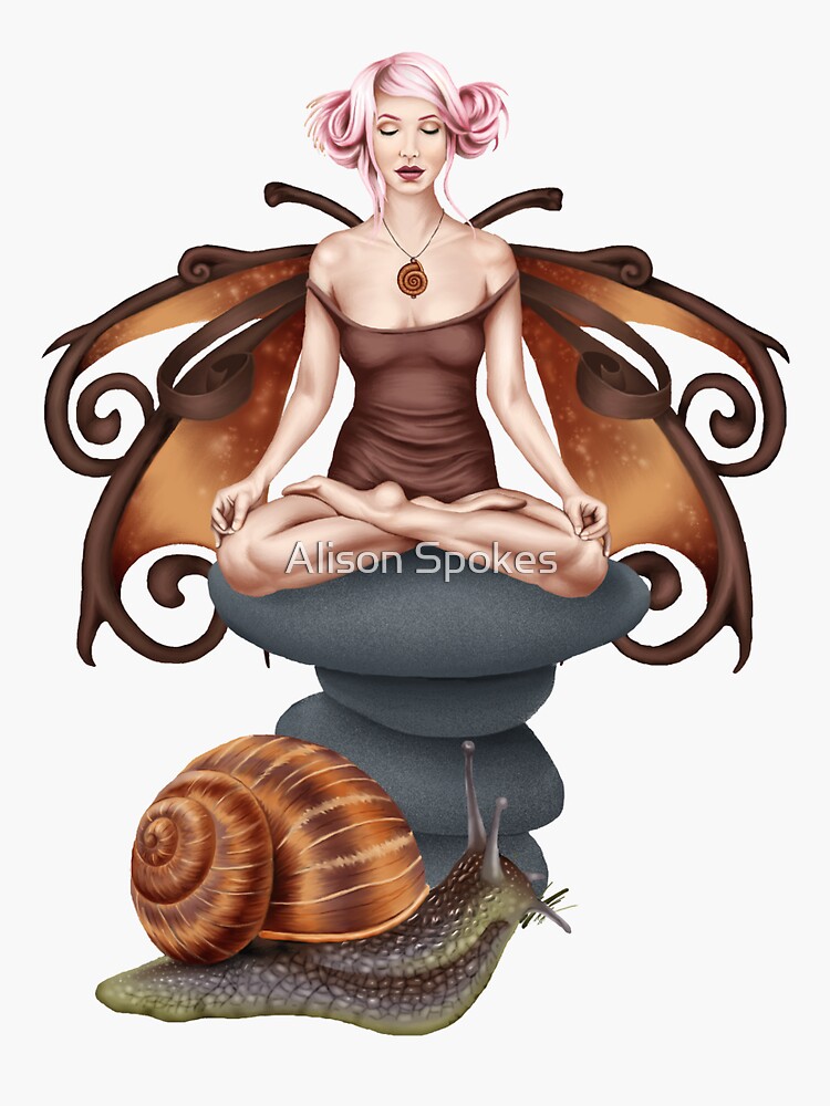 "Snail Fairy Yoga Pose Garden Meditation" Sticker for Sale by Alison ...