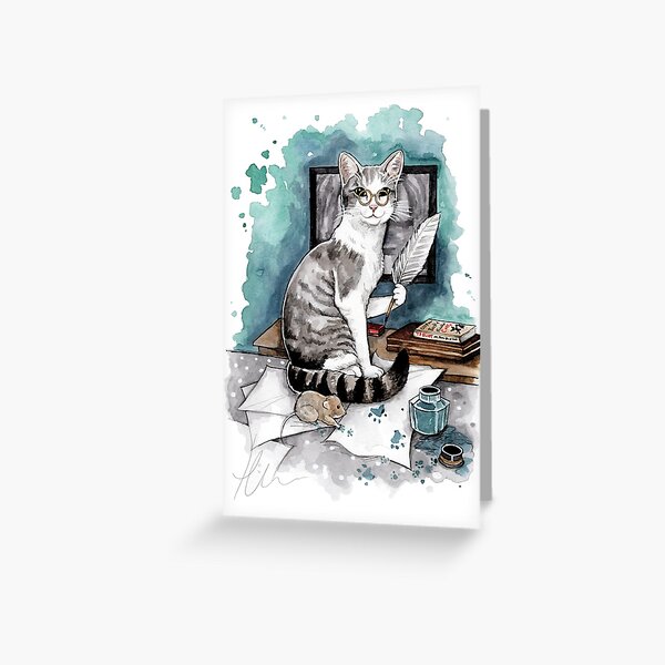 "Cat & Quill" Greeting Card for Sale by HeatherMalone | Redbubble