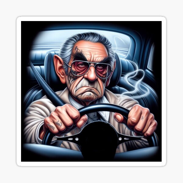 "Grumpy Old Man Driving" Sticker for Sale by Z0Ne | Redbubble
