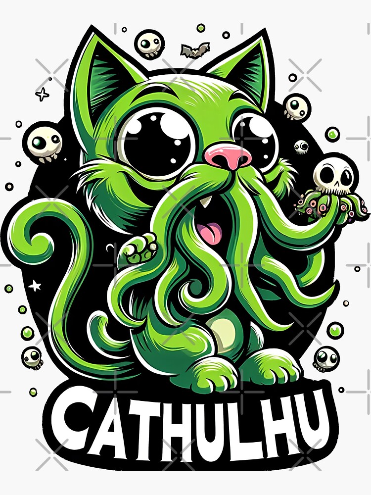 "Cute Cathulhu Kawaii Cat Funny Cthulhu " Sticker for Sale by Shirt ...