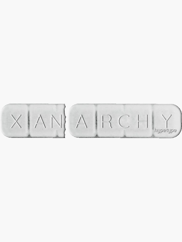 "Xanarchy Xanax Bar" Sticker for Sale by hypetype | Redbubble