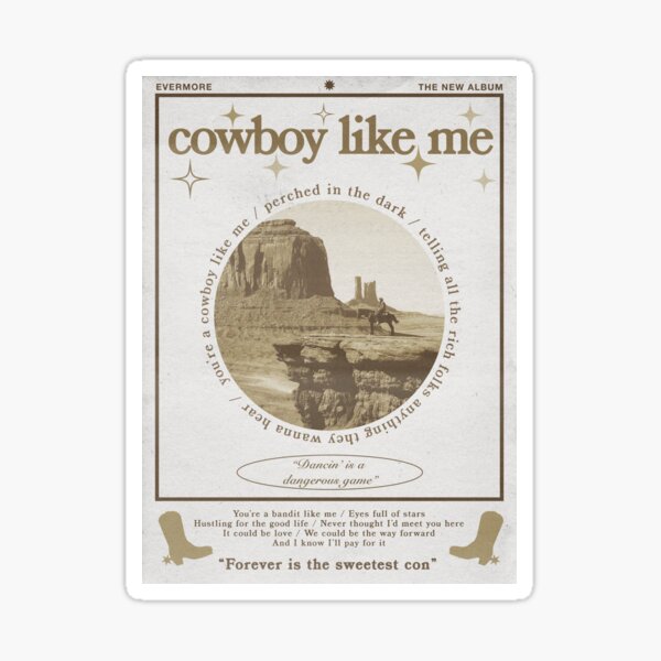 "Cowboy Like Me" Sticker for Sale by lgsketches | Redbubble