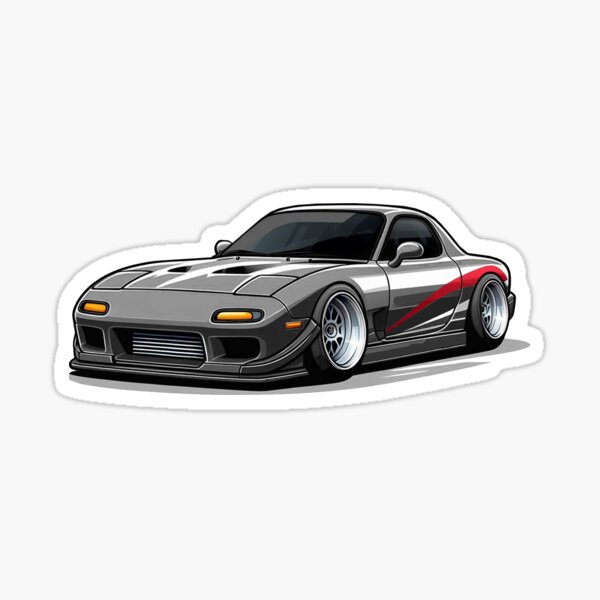 "Grey JDM Mazda Rx-7 FD" Sticker for Sale by Slammed Sketches | Redbubble