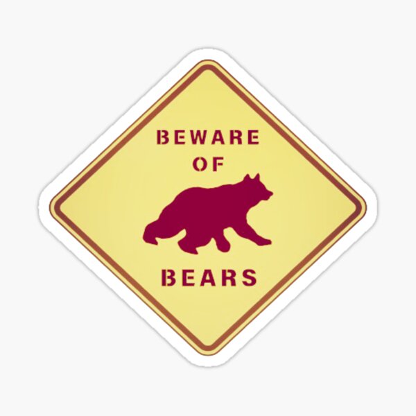 "Beware of bears road sign" Sticker for Sale by creativerooney | Redbubble