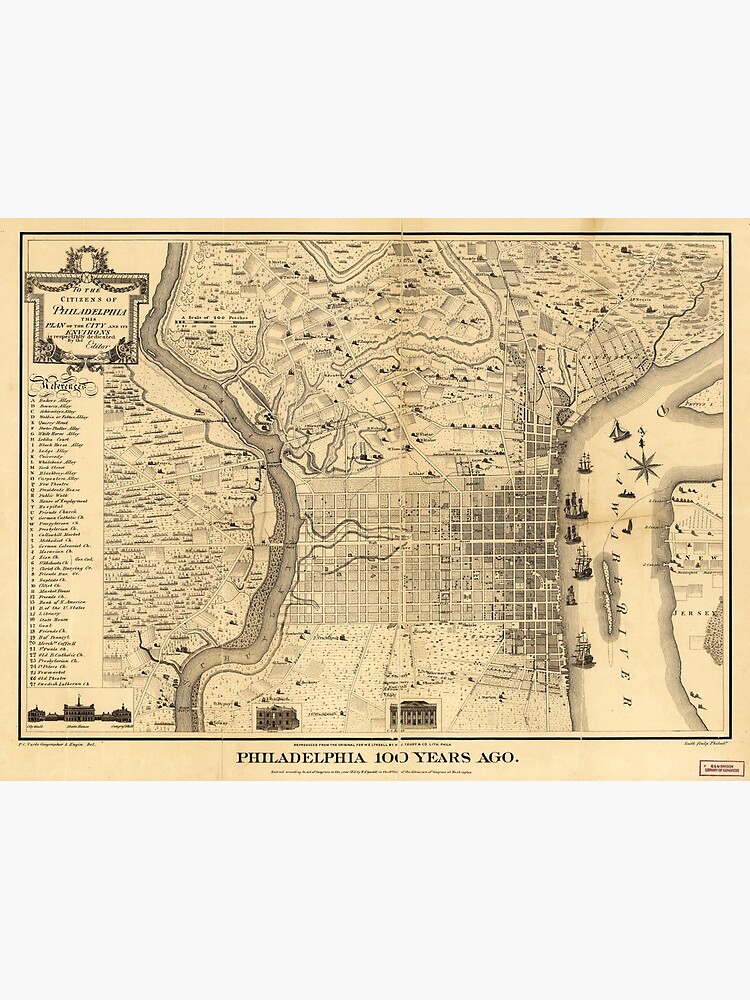 "Map of Philadelphia 100 Years Ago (published 1875)" Poster for Sale by ...