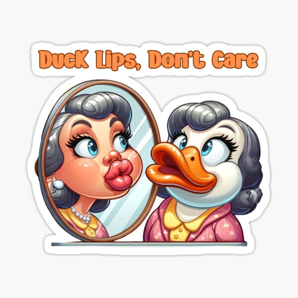 "Funny Duck Lips Meme Cartoon - Selfie Parody Art" Sticker for Sale by ddproducts | Redbubble