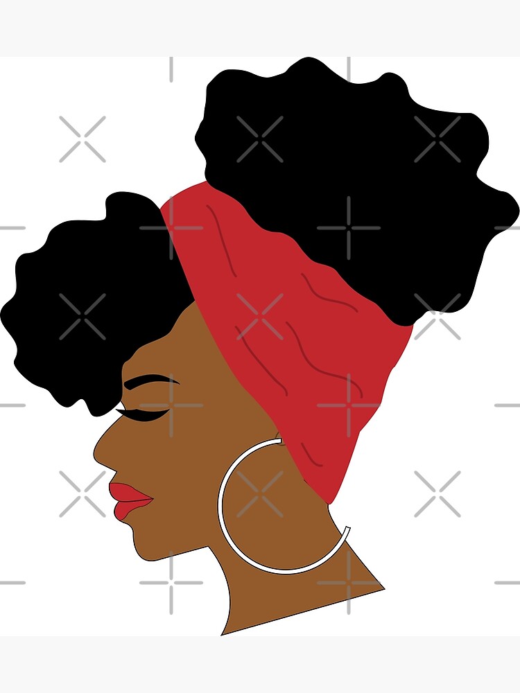 "Afro Puffs Woman Profile With Red Scarf" Photographic Print for Sale ...