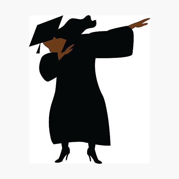 "HBCU Black Woman Dabbing Graduation Cap and Gown" Photographic Print ...