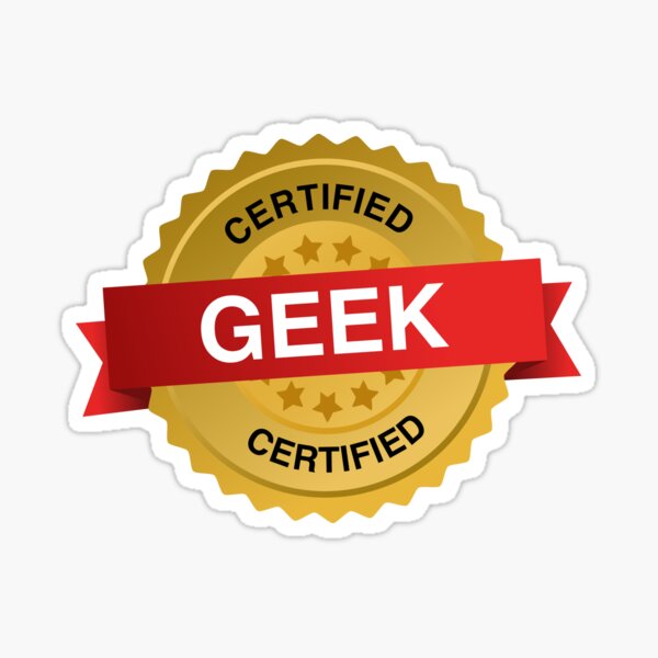 "Certified Geek Gold Award" Sticker for Sale by Jovie-Patch | Redbubble