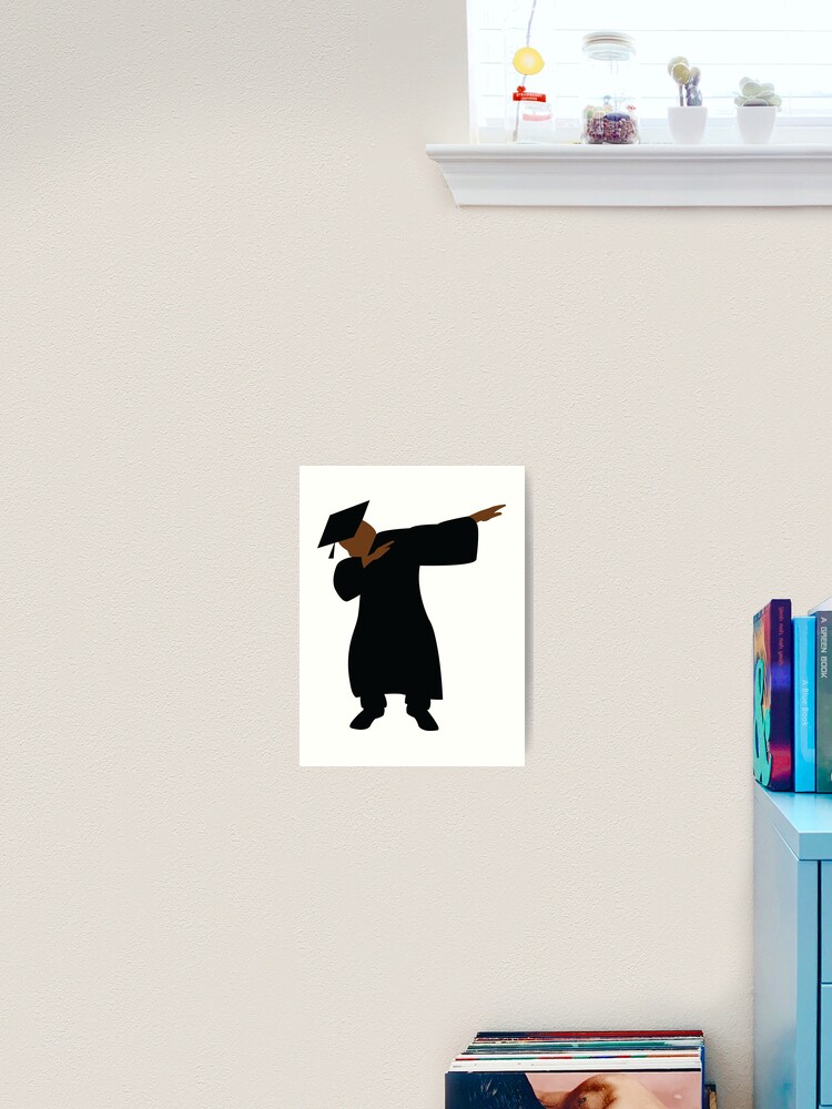 "HBCU Black Man Graduate Dabbing Graduation Cap & Gown" Art Print for ...