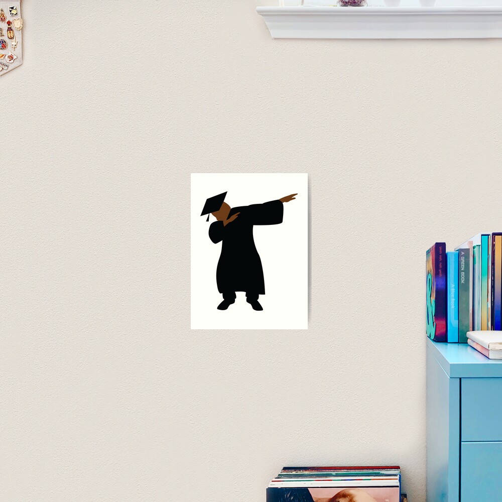 "HBCU Black Man Graduate Dabbing Graduation Cap & Gown" Art Print by ...