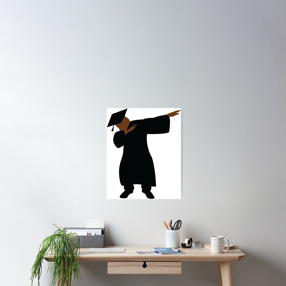 "HBCU Black Man Graduate Dabbing Graduation Cap & Gown" Poster by ...
