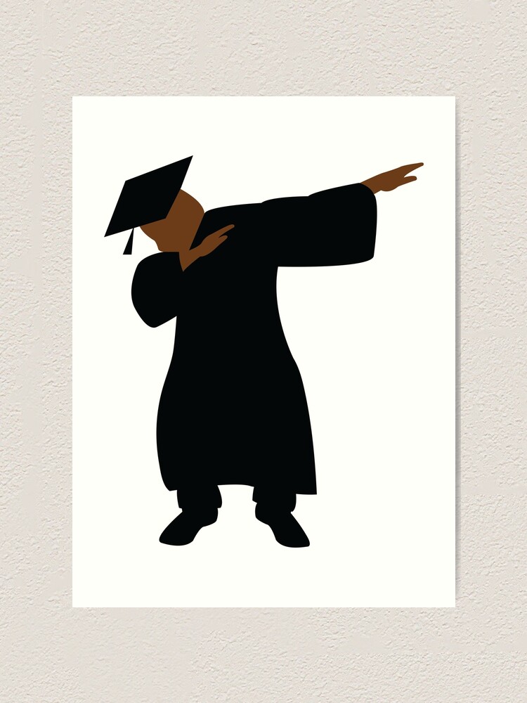 "HBCU Black Man Graduate Dabbing Graduation Cap & Gown" Art Print for ...