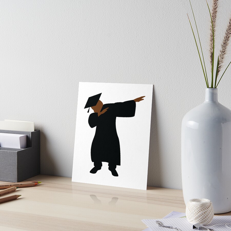 "HBCU Black Man Graduate Dabbing Graduation Cap & Gown" Art Board Print ...