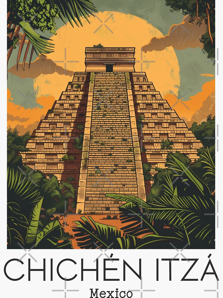 "A Vintage Travel Art of Chichén Itzá - Mexico" Sticker for Sale by ...