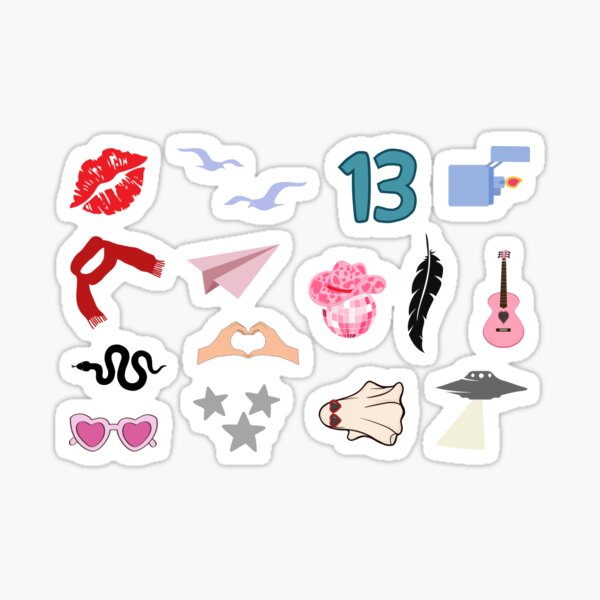 "11 Eras as Symbols, UFO, Lucky 13, Red Scarf" Sticker for Sale by ...