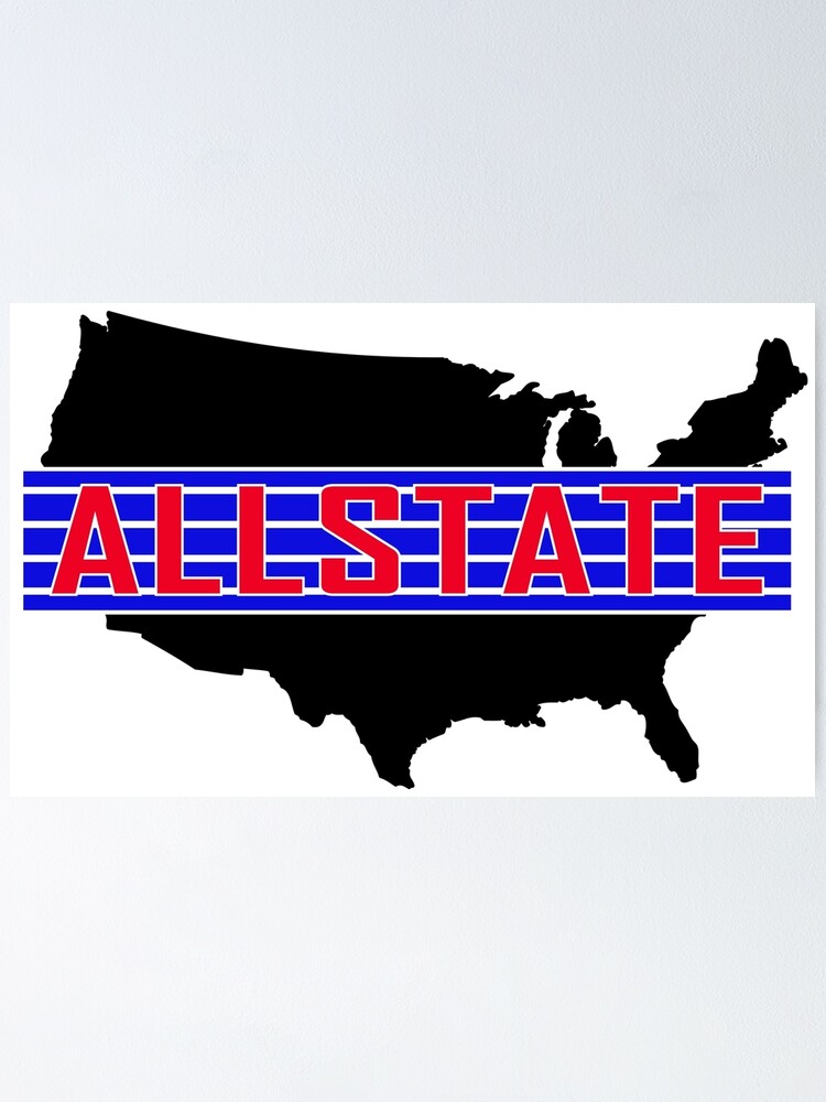 "Allstate Style Sticker - Red, Blue and White" Poster for Sale by ...