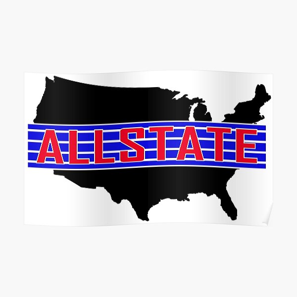 "Allstate Style Sticker - Red, Blue and White" Poster for Sale by ...