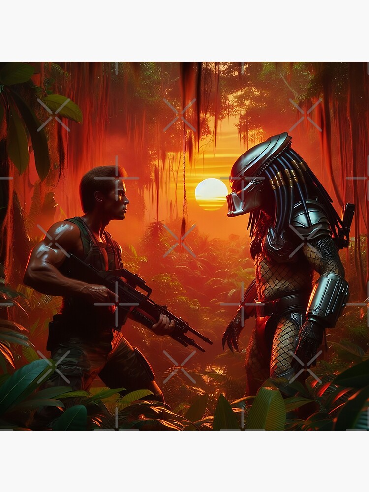 "Predator's Sunset Face-Off" Poster for Sale by EnhancedReality | Redbubble