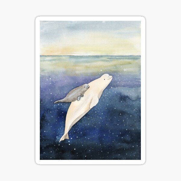 "Beluga mother and baby" Sticker for Sale by tinavandijk | Redbubble