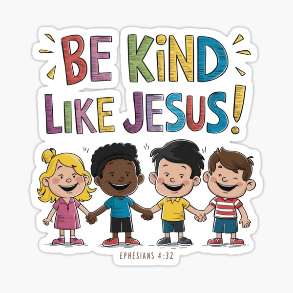 "Be Kind Like Jesus: Vibrant Children Holding Hands Christian Kids Art ...