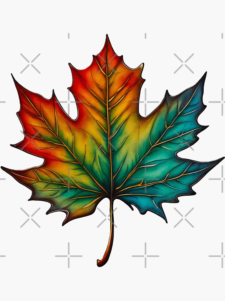 "Multicolored maple leaf" Sticker for Sale by artistry2024 | Redbubble